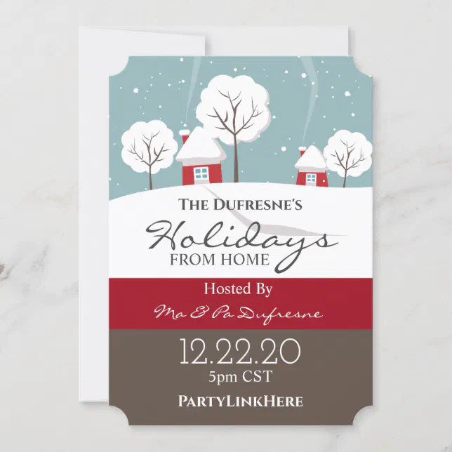 Holidays From Home Virtual Christmas Party Invitation | Zazzle