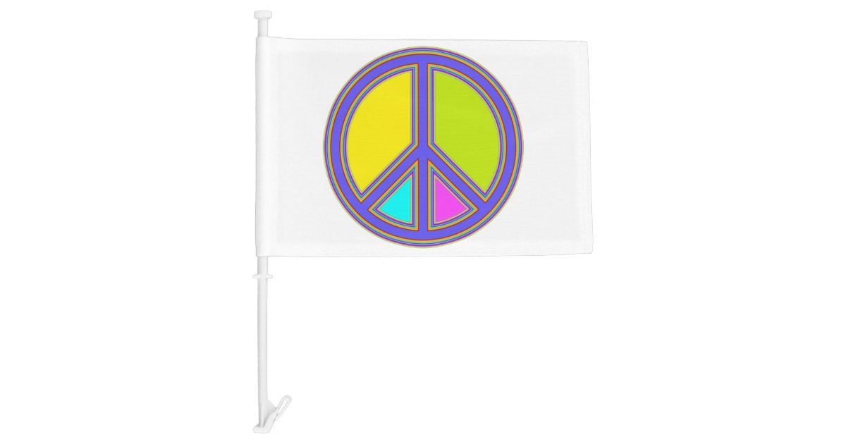 holiES - colorful PEACE sign + your ideas Car Flag | Zazzle