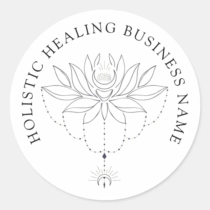 Holistic Healing Lotus Flower Business Classic Round Sticker | Zazzle