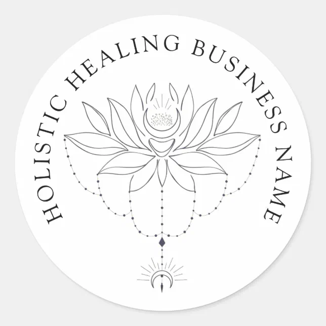 Holistic Healing Lotus Flower Business Classic Round Sticker | Zazzle