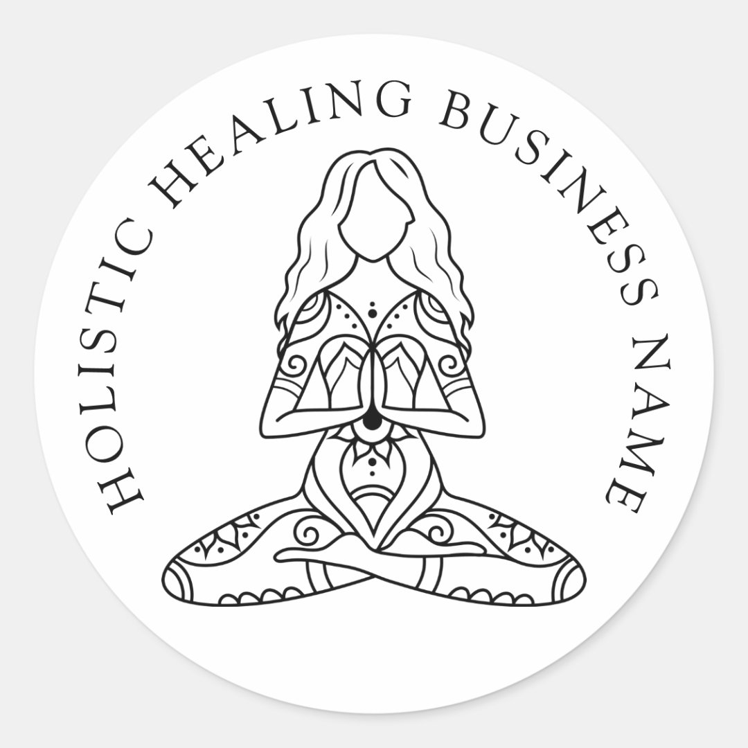 Holistic Healing Lotus Pose Business Classic Round Sticker | Zazzle