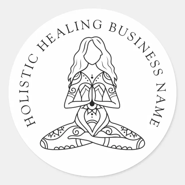 Holistic Healing Lotus Pose Business Classic Round Sticker | Zazzle