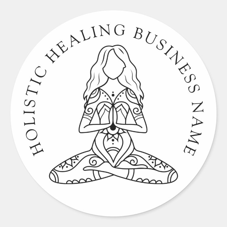 Holistic Healing Lotus Pose Business Classic Round Sticker | Zazzle