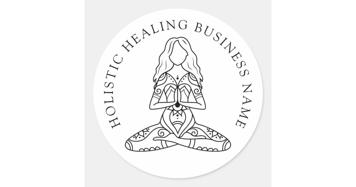 Holistic Healing Lotus Pose Business Classic Round Sticker | Zazzle