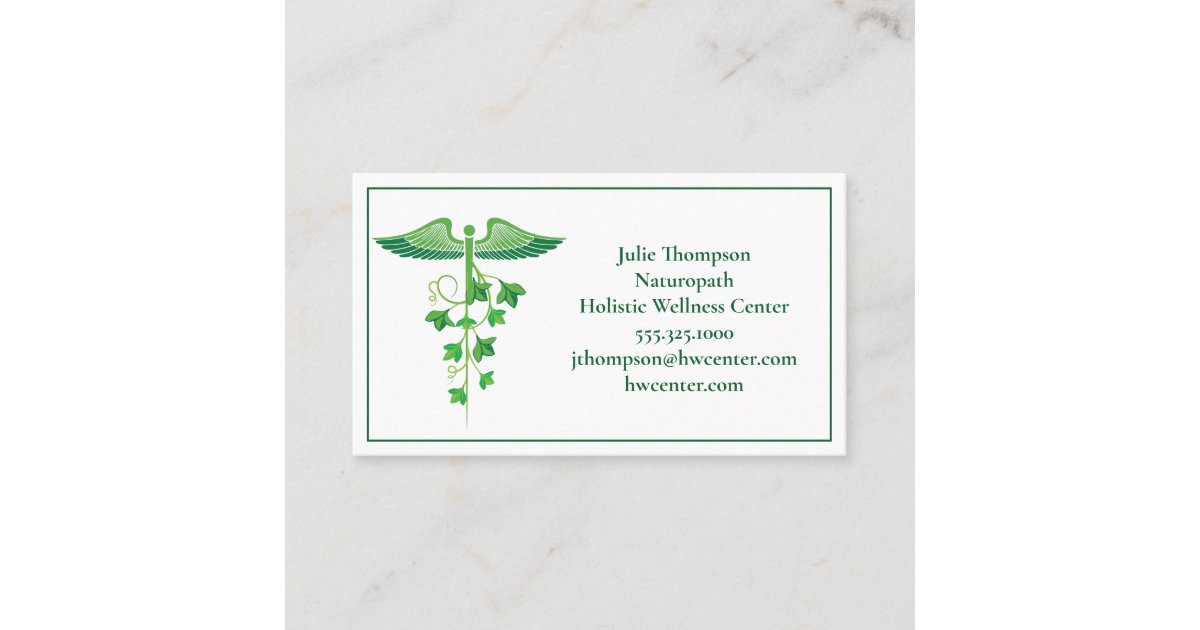 Holistic Medicine Wellness Center Naturopath Green Business Card | Zazzle