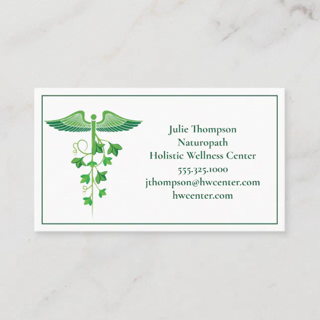 Holistic Medicine Wellness Center Naturopath Green Business Card | Zazzle