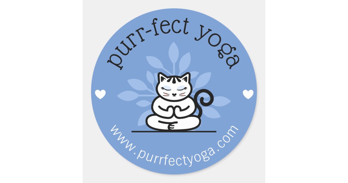 Holistic Yoga Cat Meditating Yoga Pose Blue Classic Round Sticker | Zazzle