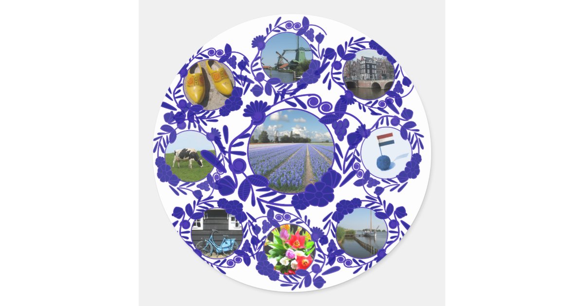 Holland Delft Blue Delftware Classic Round Sticker | Zazzle
