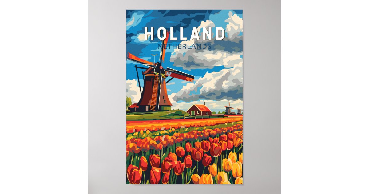 Holland Netherlands Travel Art Vintage Poster | Zazzle