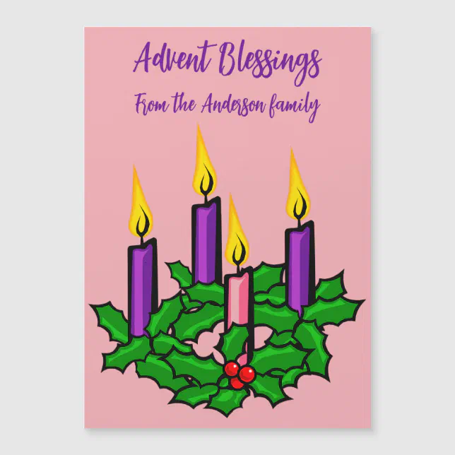 Holly Advent Wreath Magnetic Invitation | Zazzle