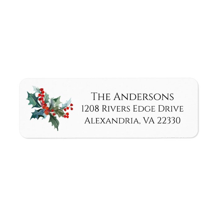 Holly and Berries Christmas Holiday Label | Zazzle.com
