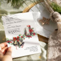 Holly Bells Red Berries Winter Wedding and Details Invitation | Zazzle