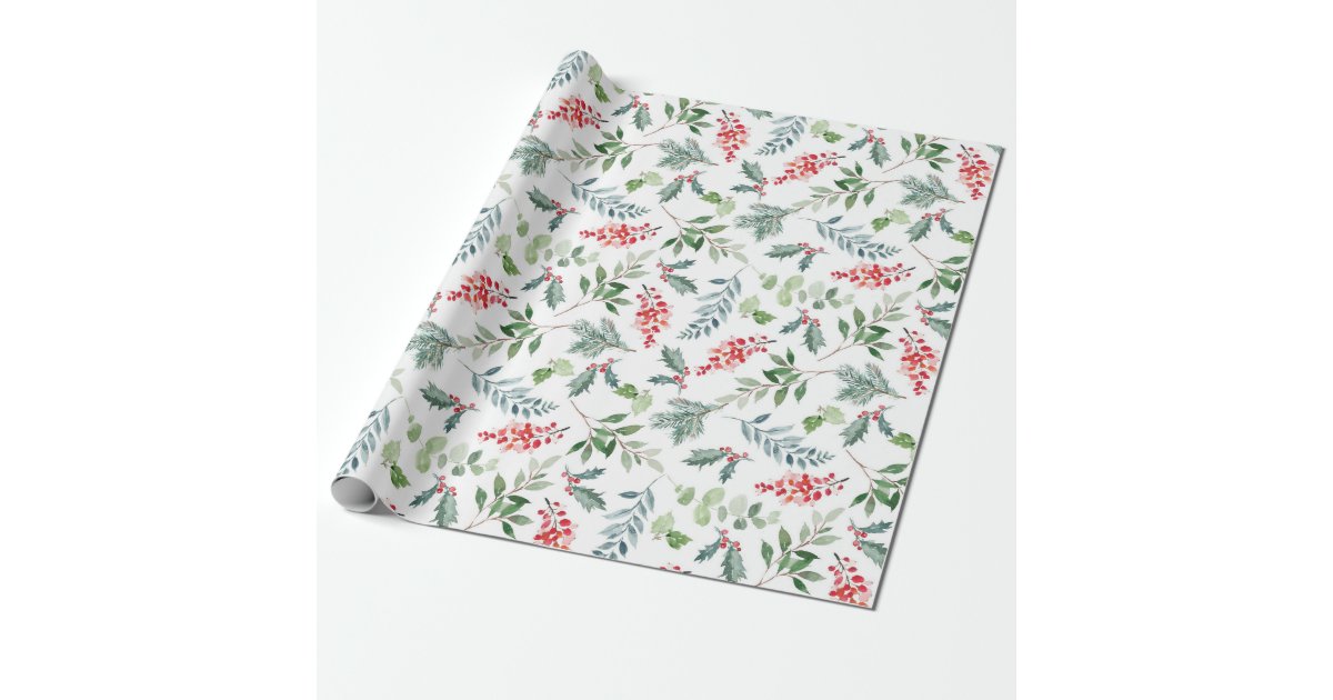 Holly Berries Christmas Holiday Wrapping Paper | Zazzle