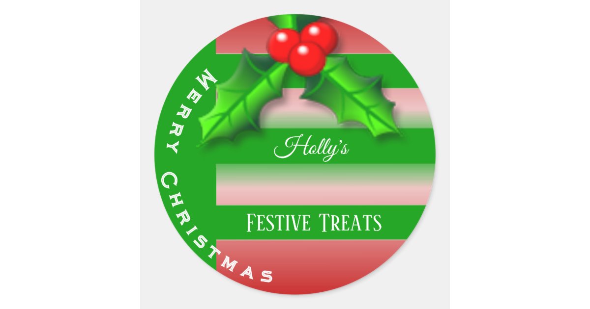 Holly berries Christmas label | Zazzle