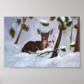 Holly Berry Deer Poster | Zazzle