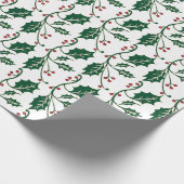 Holly Berry Pattern Wrapping Paper | Zazzle