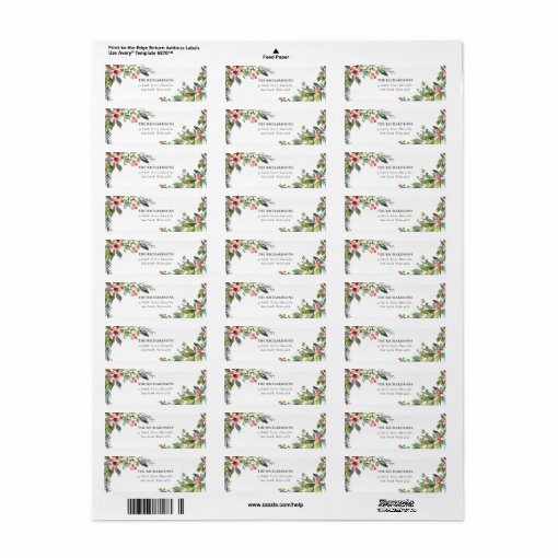 Holly Berry Pine Very Merry Christmas Address Label | Zazzle
