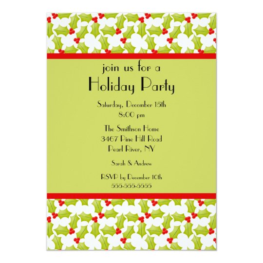 Holly Border Holiday Christmas Party Invitation | Zazzle.com