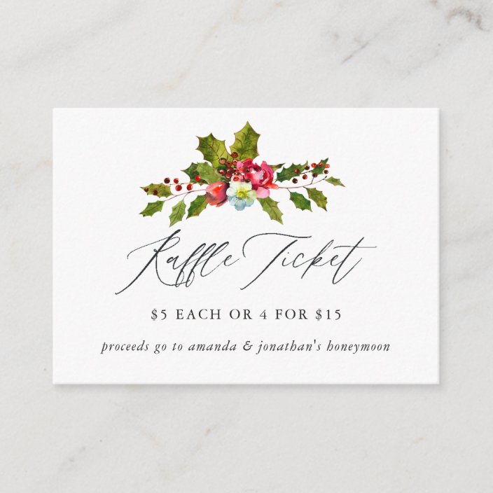 Holly Christmas Bridal Shower Raffle Ticket Enclosure Card | Zazzle.com