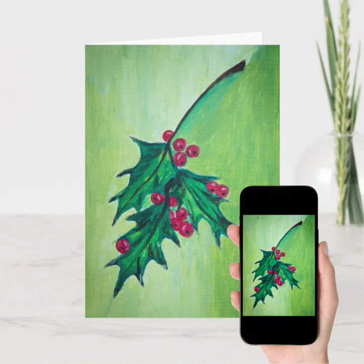 Holly Christmas Card | Zazzle