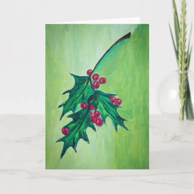 Holly Christmas Card | Zazzle