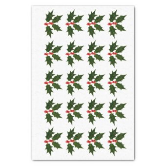 Holly Christmas Wrapping Gift Tissue Paper | Zazzle