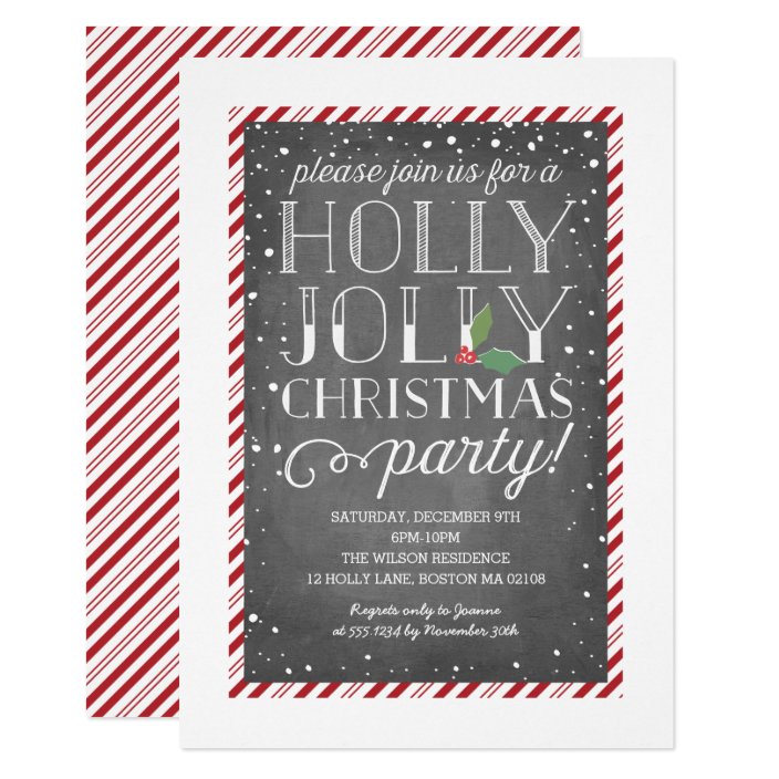 Holly Jolly Candy Cane Holiday Christmas Party Invitation | Zazzle.com