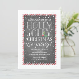 Holly Jolly Candy Cane Holiday Christmas Party Invitation | Zazzle