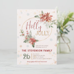 Holly Jolly Christmas Official Family Lunch Dinner Invitation | Zazzle