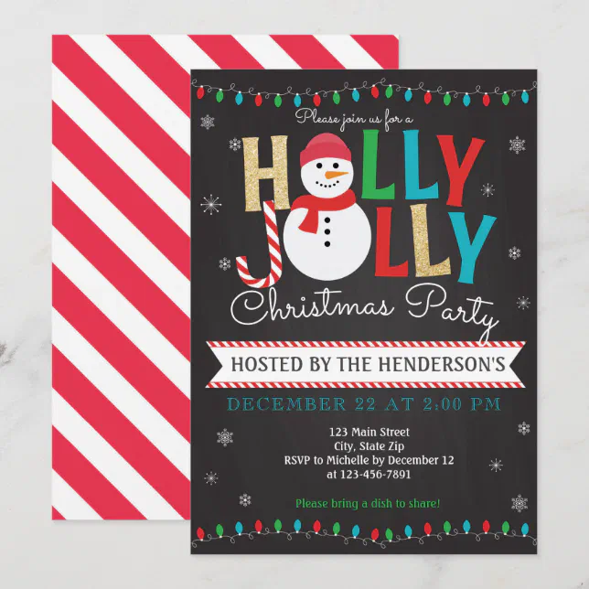 Holly Jolly Christmas Party Invitation Holiday | Zazzle