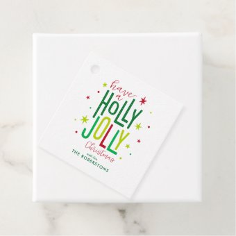 "Holly Jolly" Fun and Festive Custom Christmas Favor Tags | Zazzle