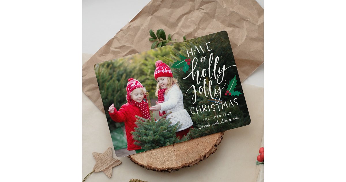 Holly Jolly | Holiday Photo Card | Zazzle