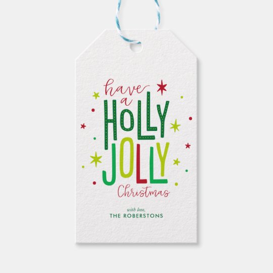 "Holly Jolly" Personalized Christmas Gift Tags | Zazzle.com