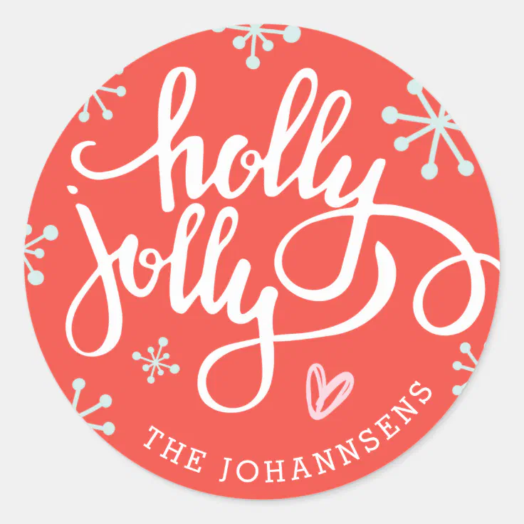 Holly Jolly Personalized Holiday Stickers | Zazzle