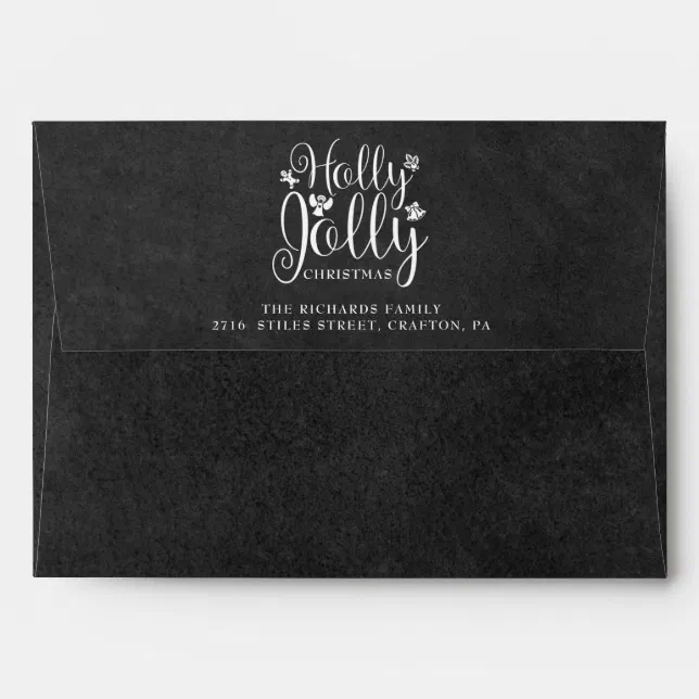 Holly Jolly Return Address Chalkboard Holidays Envelope | Zazzle