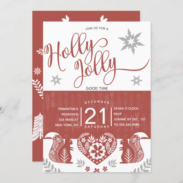 Holly Jolly Scandinavian Holiday Party Invitation | Zazzle