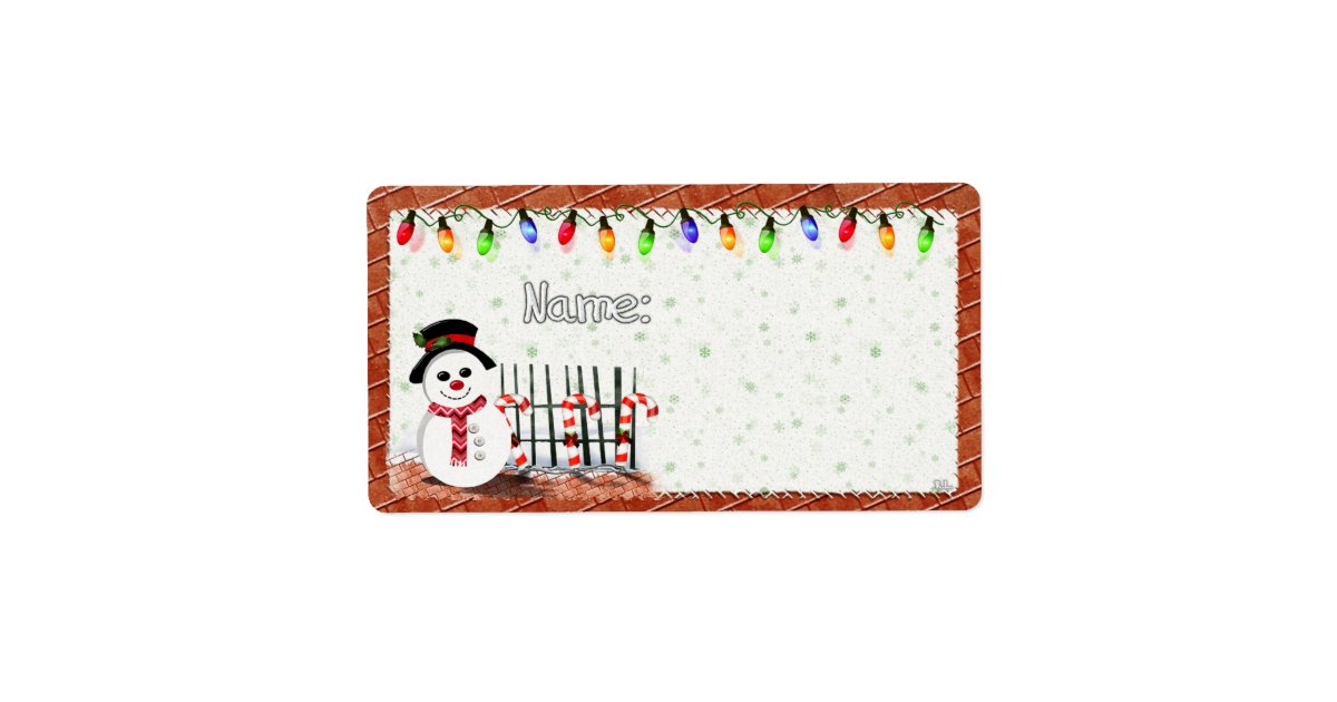 Holly Jolly Snowman PARTY NAME TAGS | Zazzle