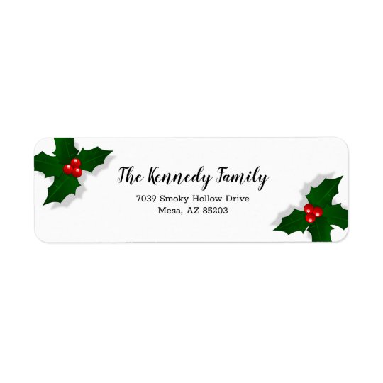 Holly Leaves And Berries Christmas Label | Zazzle.com