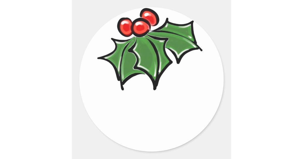 Holly Leaves, Holly berries, fun holiday botanical Classic Round ...