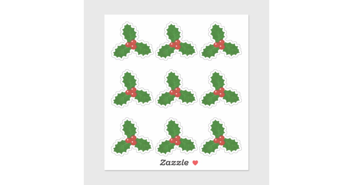 Holly Leaves Set Sticker | Zazzle