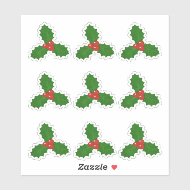 Holly Leaves Set Sticker | Zazzle