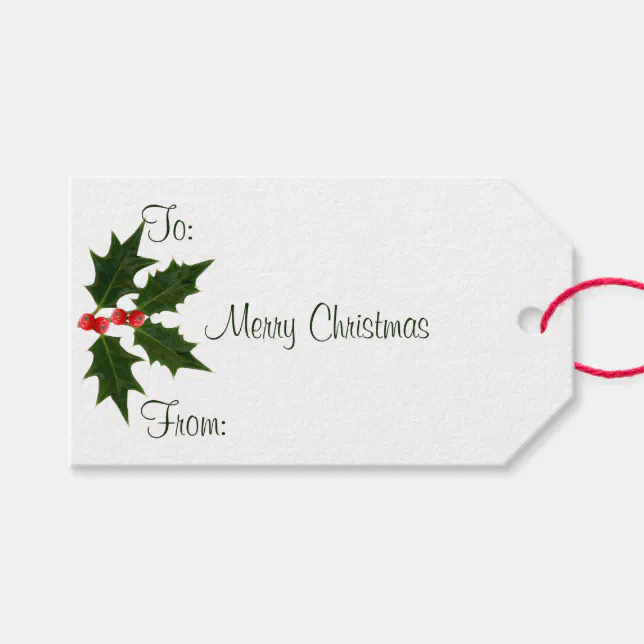 Holly Merry Christmas Gift Tags Enclosures | Zazzle