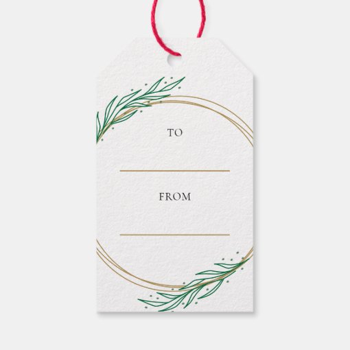Holly Wreath Christmas Gift Tag Greenery | Zazzle