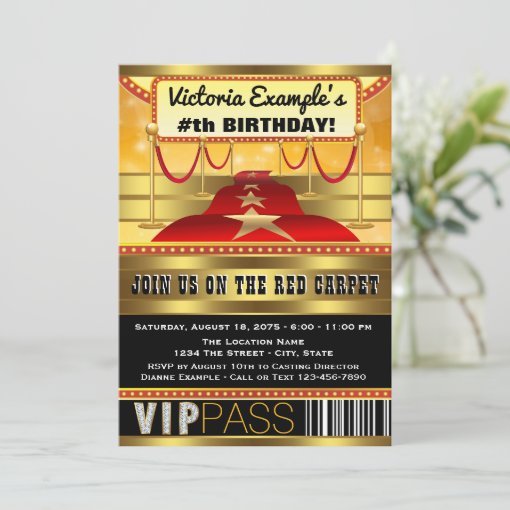 Hollywood Birthday Party Invitations | Zazzle