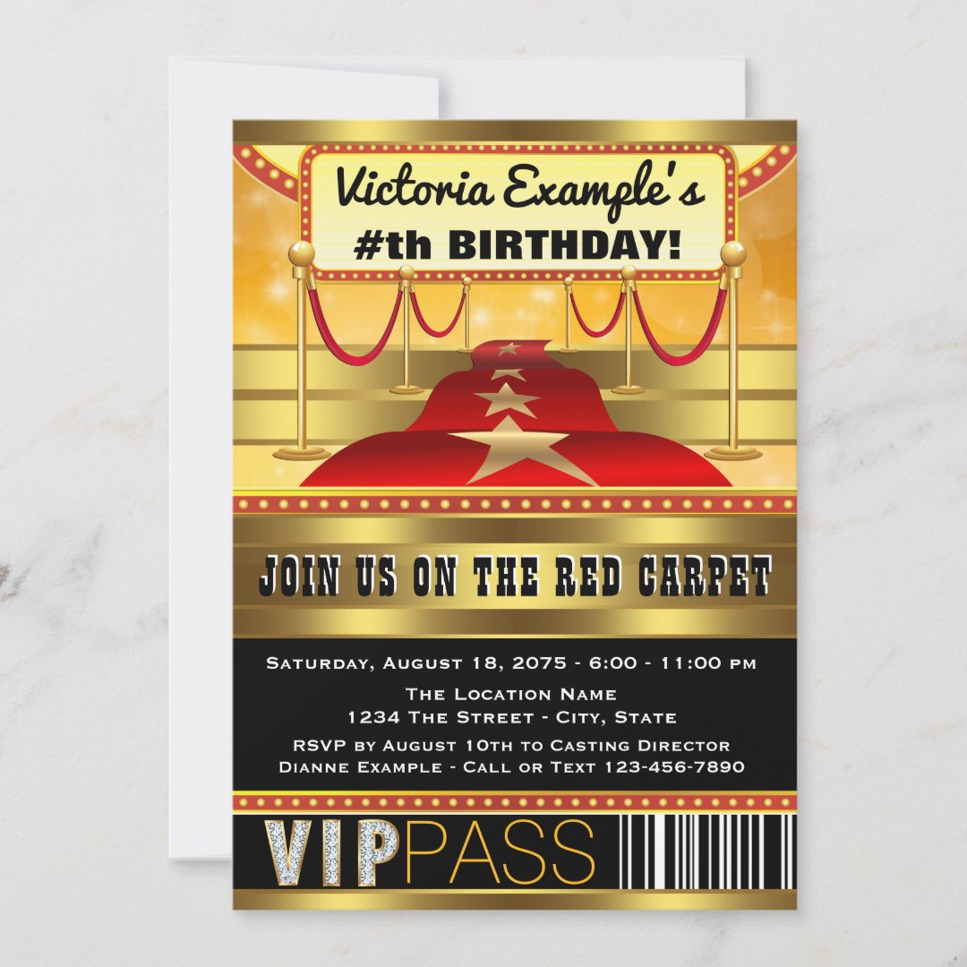 Hollywood Birthday Party Invitations | Zazzle