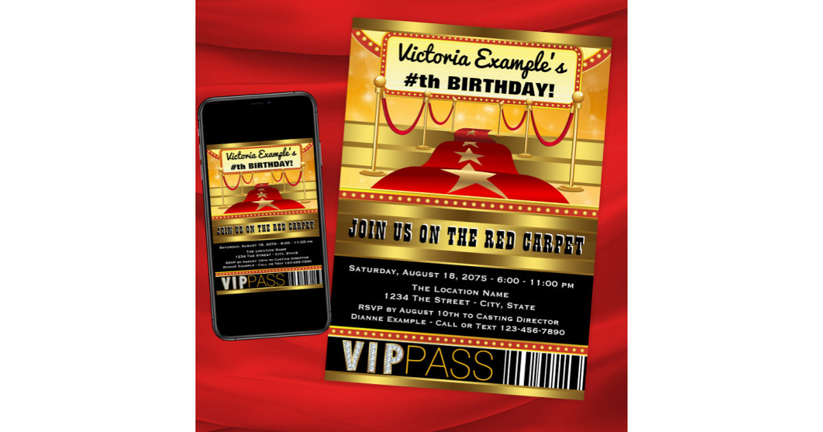 Hollywood Birthday Party Invitations | Zazzle