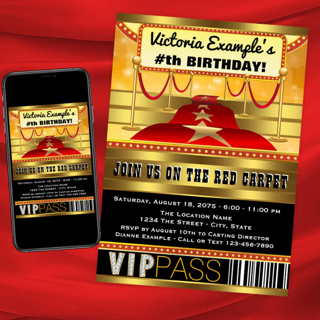 Hollywood Birthday Party Invitations | Zazzle