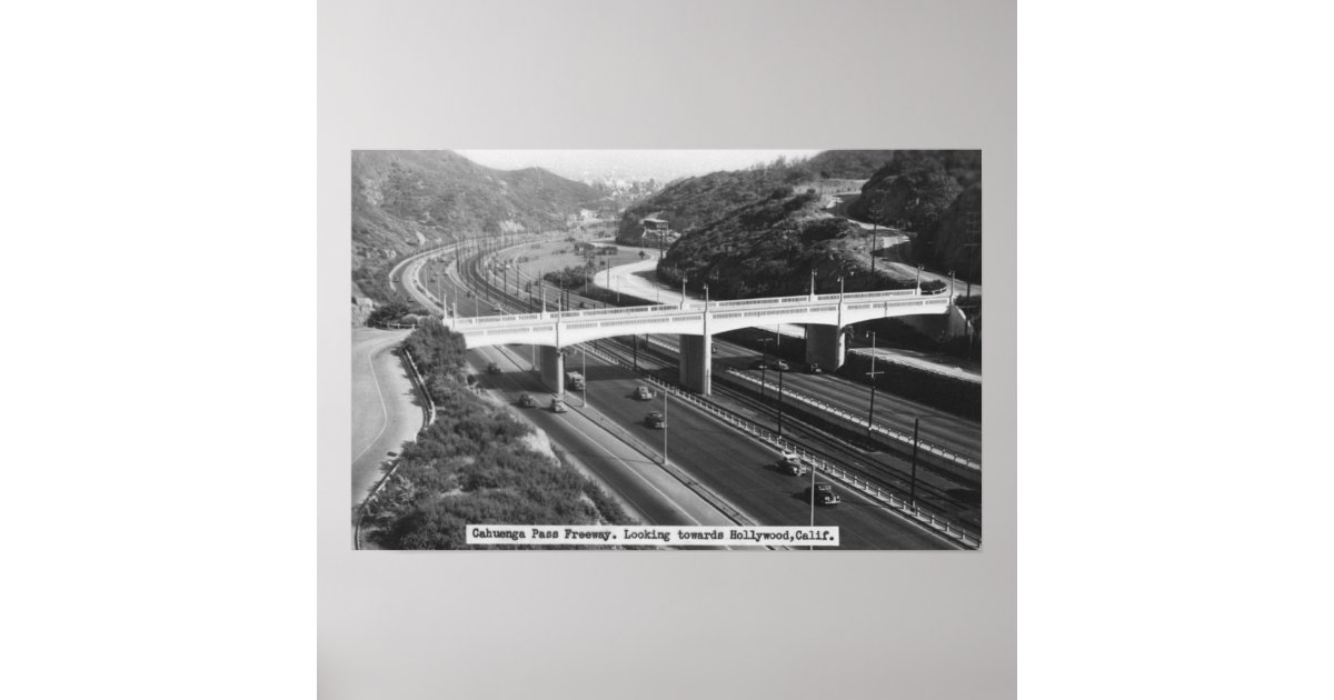 Hollywood, CA Cahuenga Pass Freeway View Poster | Zazzle