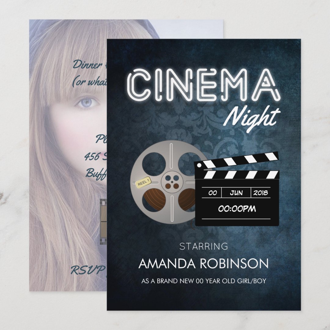 Hollywood Cinema Movie Theme Party add photo Invitation | Zazzle
