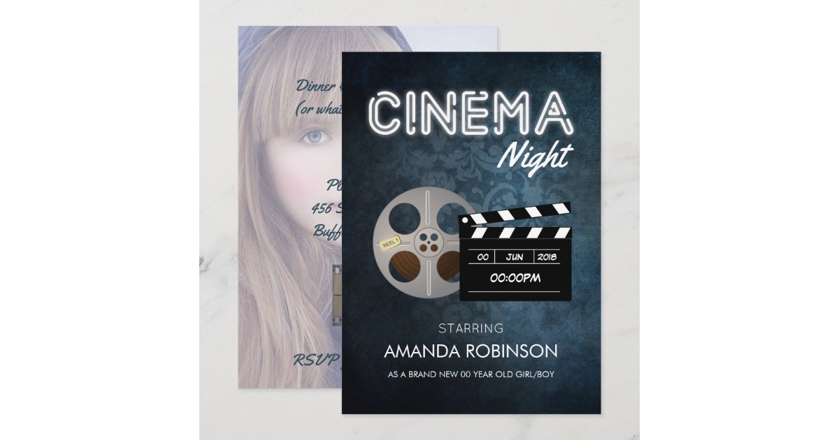 Hollywood Cinema Movie Theme Party add photo Invitation | Zazzle